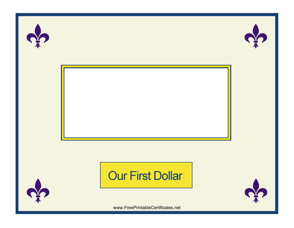 First Dollar Certificate Template Download Printable PDF | Templateroller