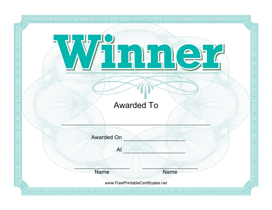 Winner Certificate Template Azure Download Printable PDF Templateroller