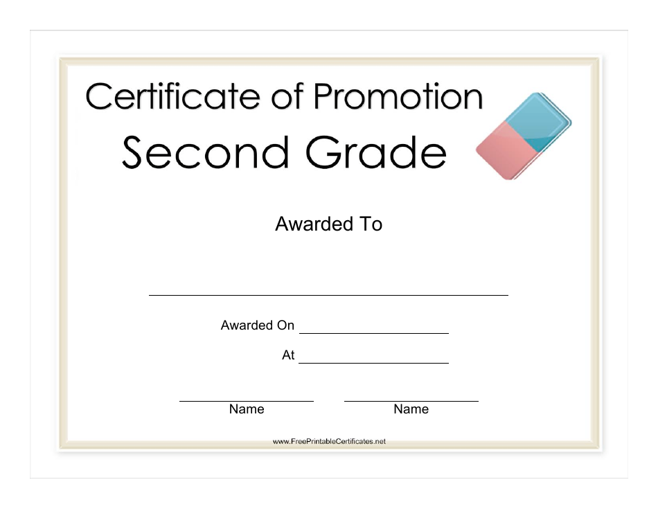 Second Grade Promotion Certificate Download Printable PDF | Templateroller