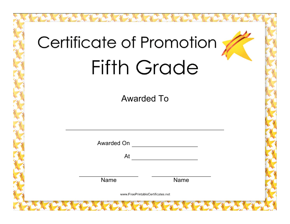 Fifth Grade Certificate of Promotion Template Download Printable PDF ...
