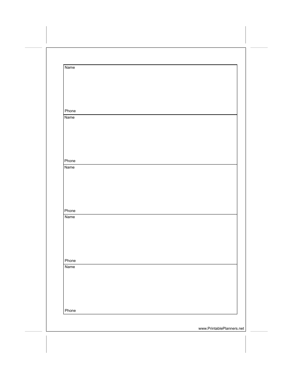 A5 Phone Book Template Download Printable PDF | Templateroller