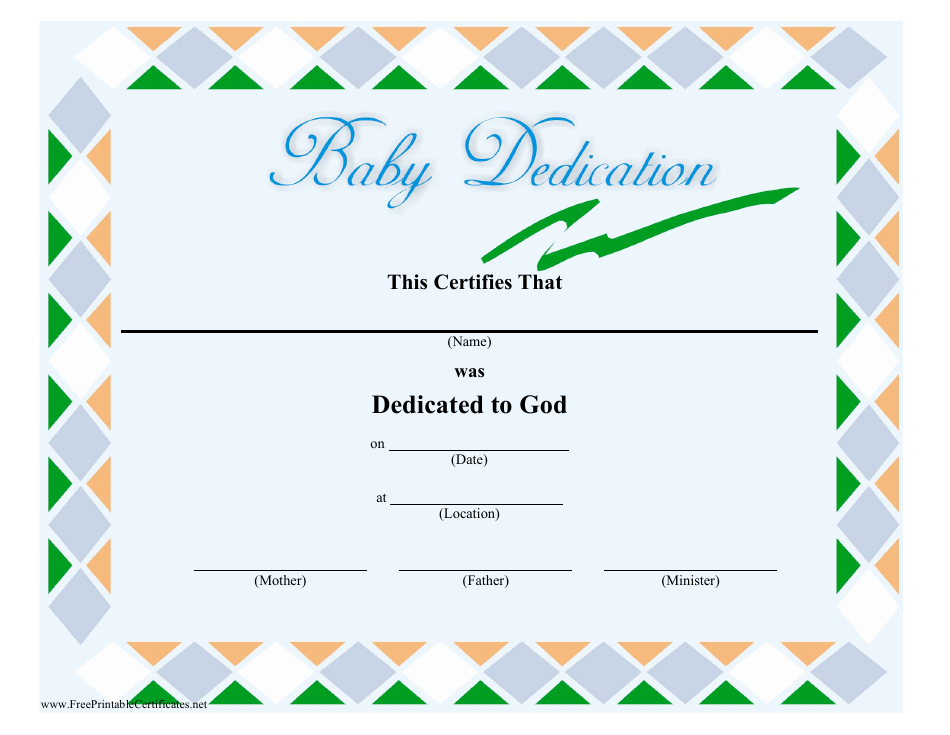 Free Printable Baby Dedication Certificate