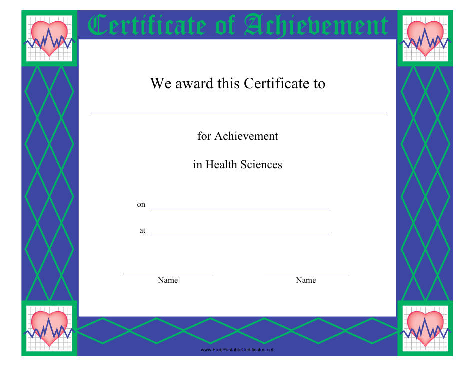 Health Sciences Certificate of Achievement Template Download Printable ...