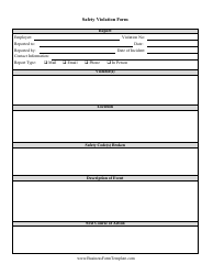 Safety Violation Form Download Printable PDF | Templateroller
