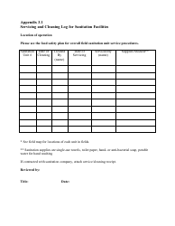 Servicing and Cleaning Log for Sanitation Facilities Template Download ...