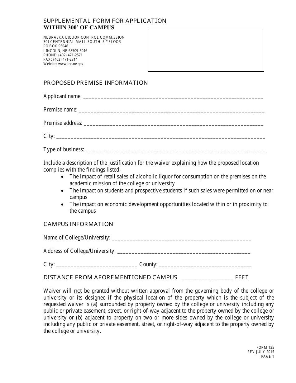 Form 135 - Fill Out, Sign Online and Download Fillable PDF, Nebraska ...