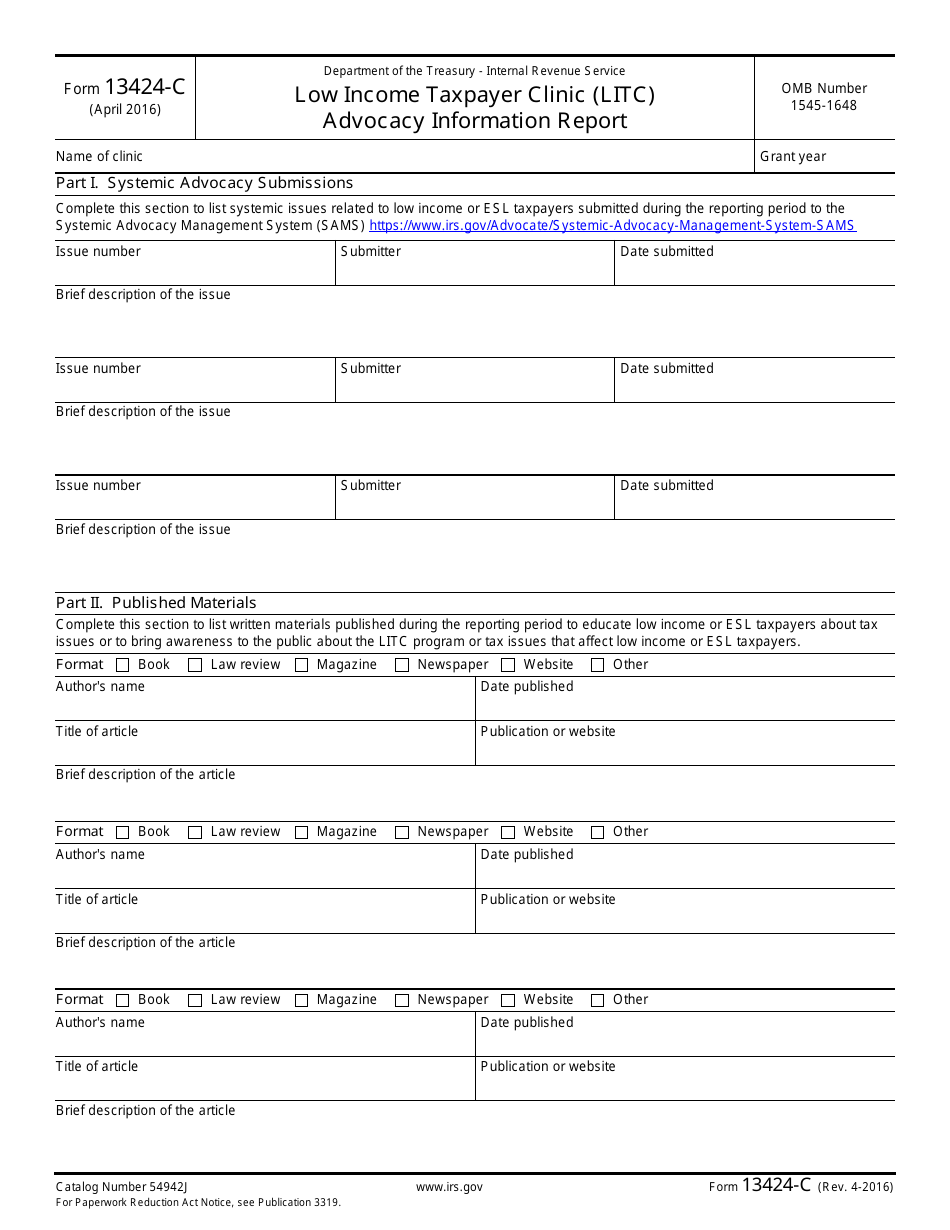 IRS Form 13424-C - Fill Out, Sign Online and Download Fillable PDF ...
