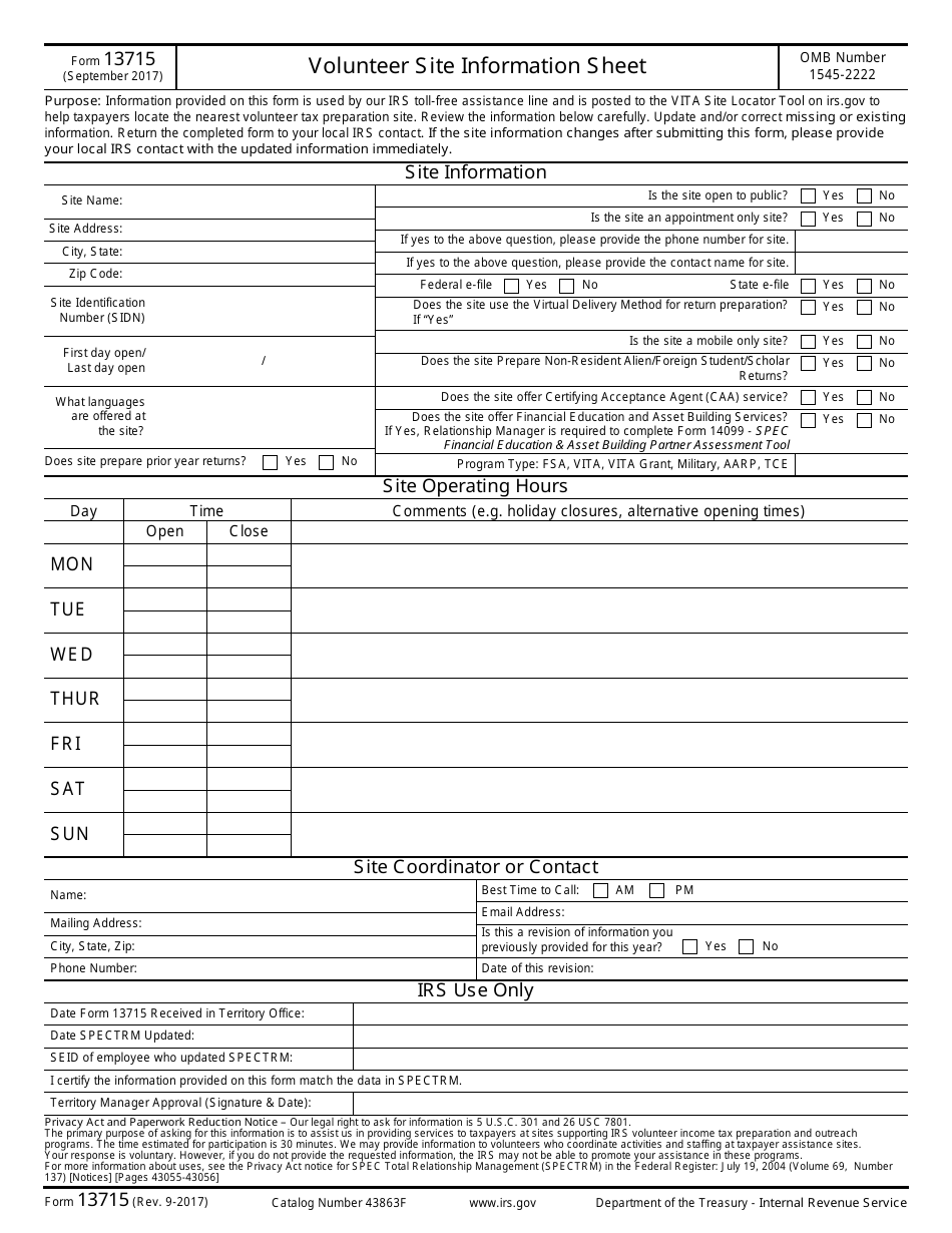 IRS Form 13715 - Fill Out, Sign Online and Download Fillable PDF ...
