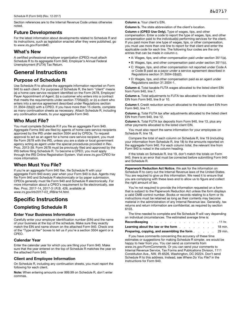IRS Form 940 Schedule R - Fill Out, Sign Online and Download Fillable ... IRS Form 940 Schedule R - Fill Out, Sign Online and Download Fillable ...