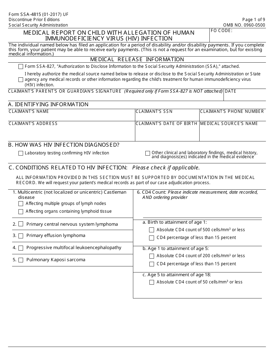 Form SSA-4815 - Fill Out, Sign Online and Download Fillable PDF ...