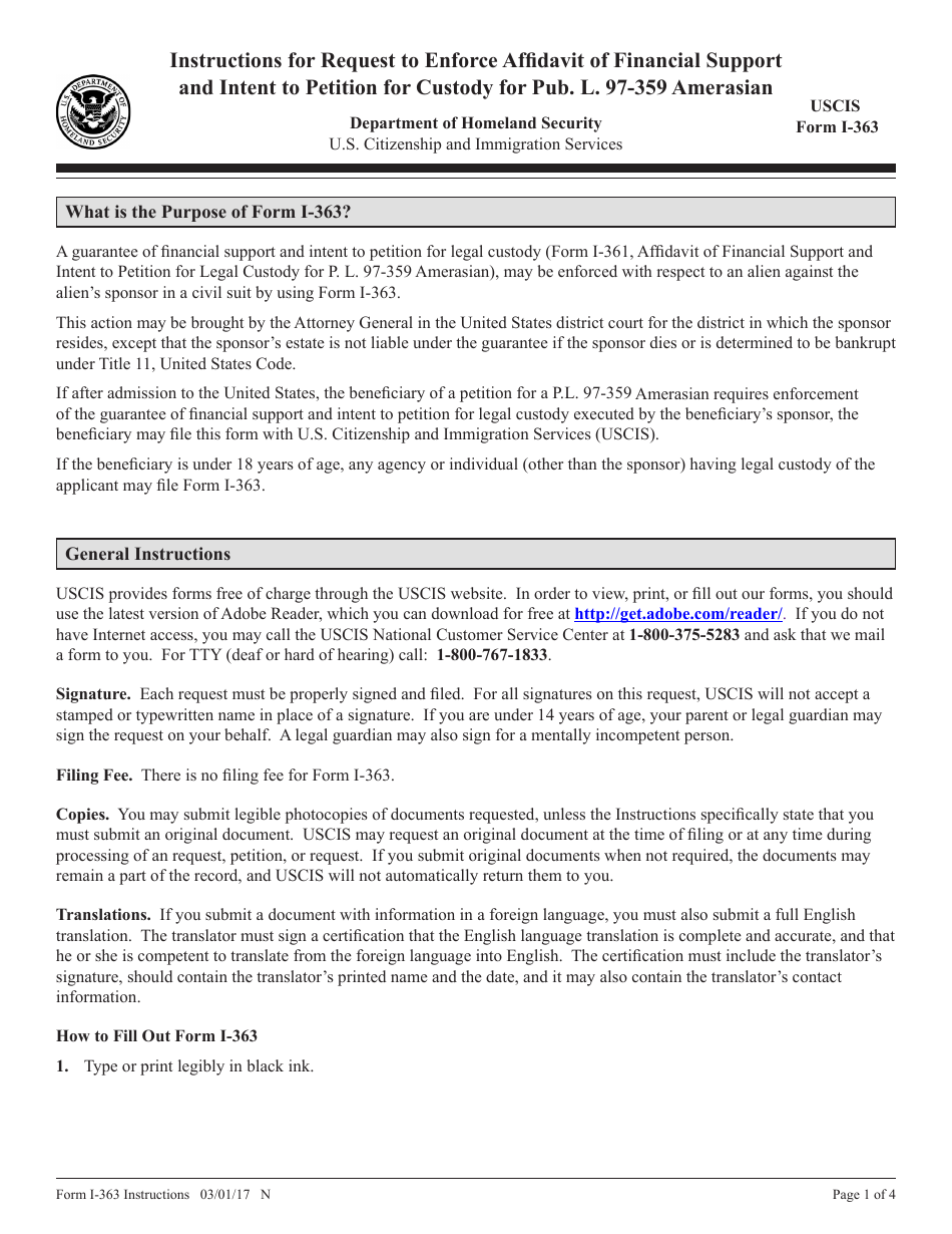 Download Instructions for USCIS Form I-363 Request to Enforce Affidavit ...