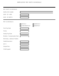 Employee Pay Rate Schedule Template Download Fillable PDF | Templateroller