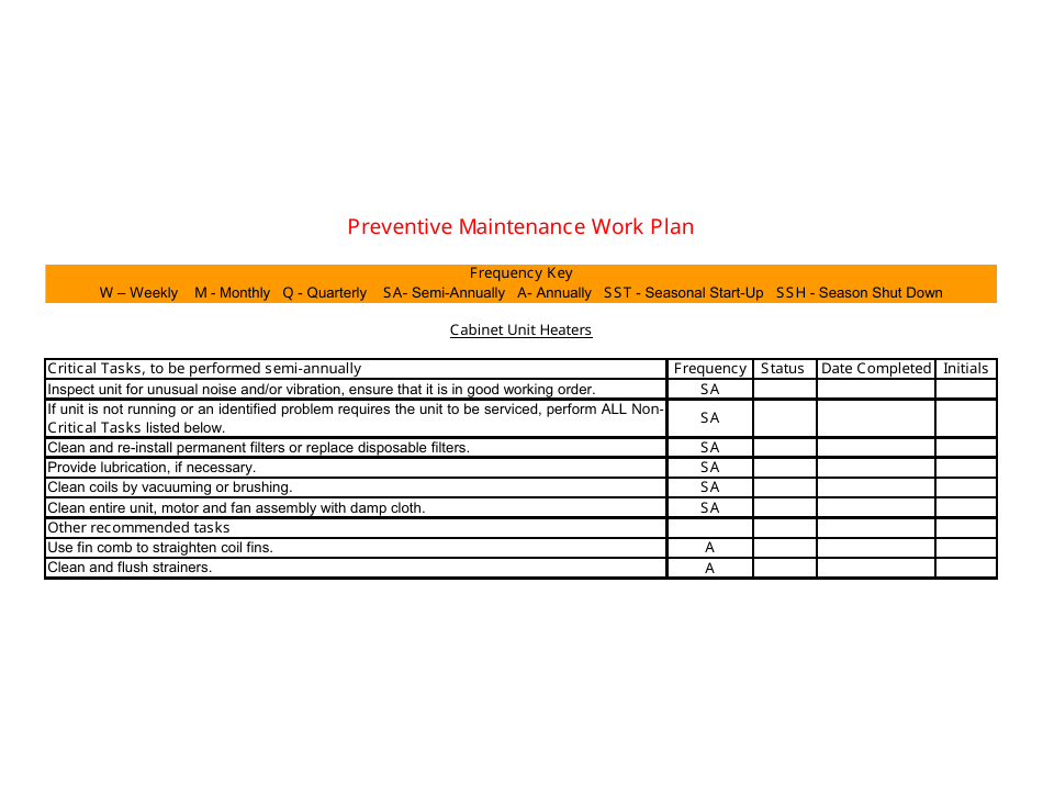 Preventive Maintenance Work Plan Template Download Printable PDF ...