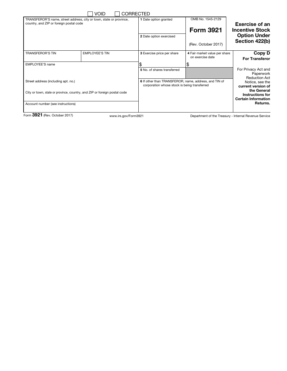 Form 3921 Fillable - Printable Forms Free Online