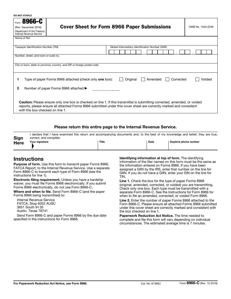 IRS Form 8966-C - Fill Out, Sign Online and Download Fillable PDF ...