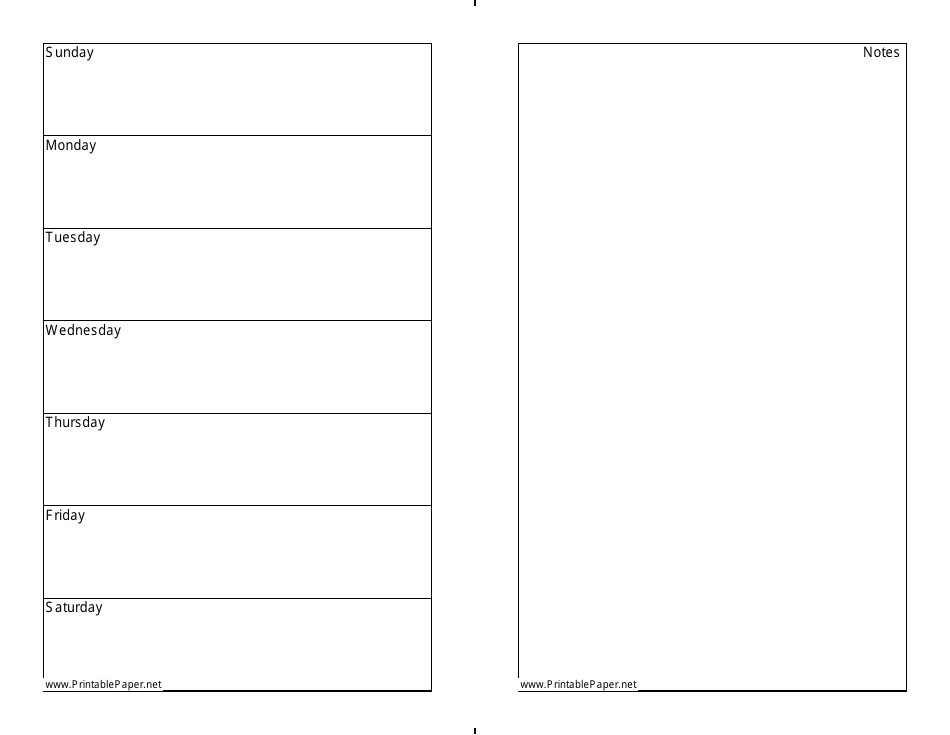 7 Day Weekly Planner Template Printable Calendar 7 Day Weekly Planner 