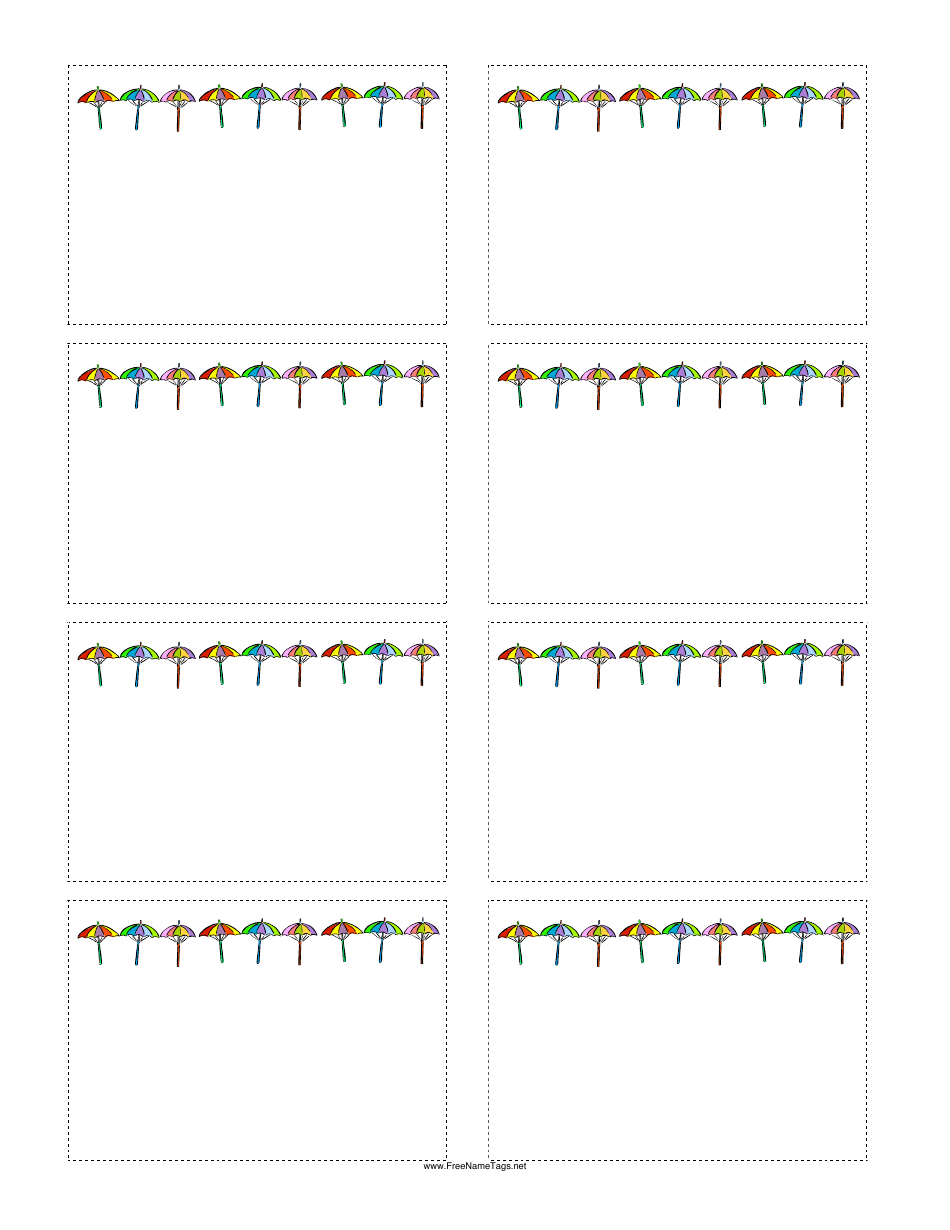 Beach Umbrella Name Tag Template Download Printable PDF | Templateroller