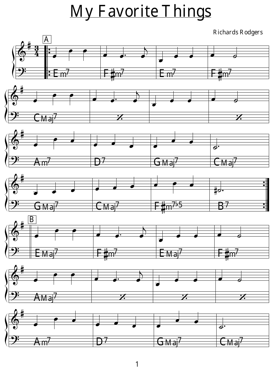 Richards Rodgers - My Favorite Things Sheet Music Download Printable ...