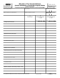 IRS Form 8958 Download Fillable PDF or Fill Online Allocation of Tax ...