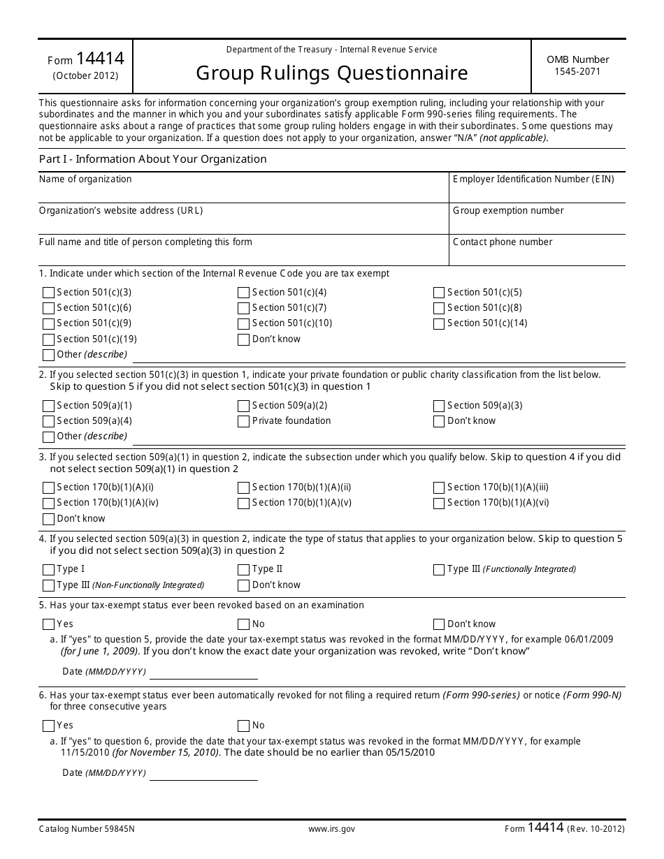 IRS Form 14414 - Fill Out, Sign Online and Download Fillable PDF ...