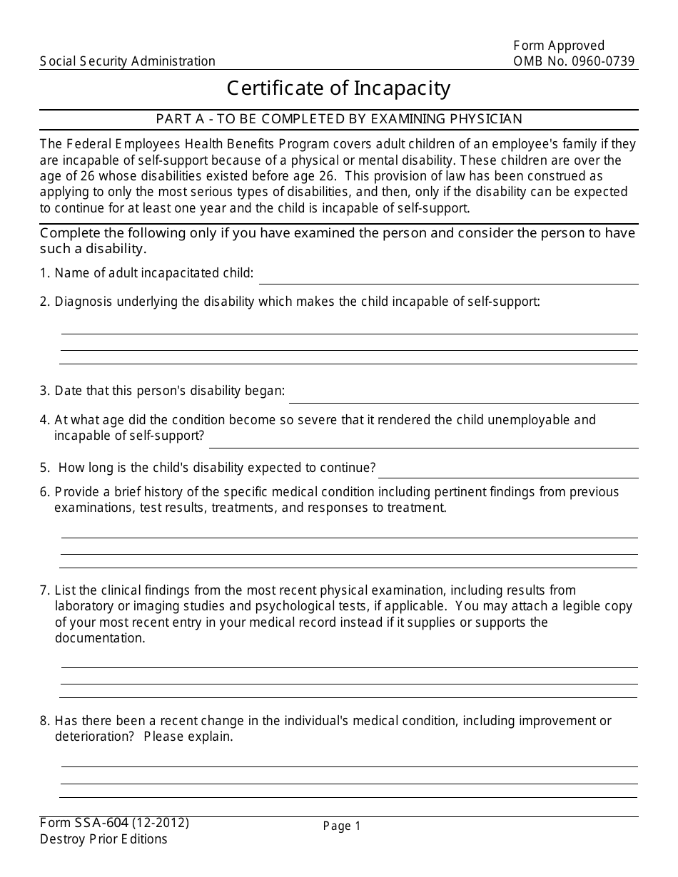Form SSA-604 - Fill Out, Sign Online and Download Fillable PDF ...
