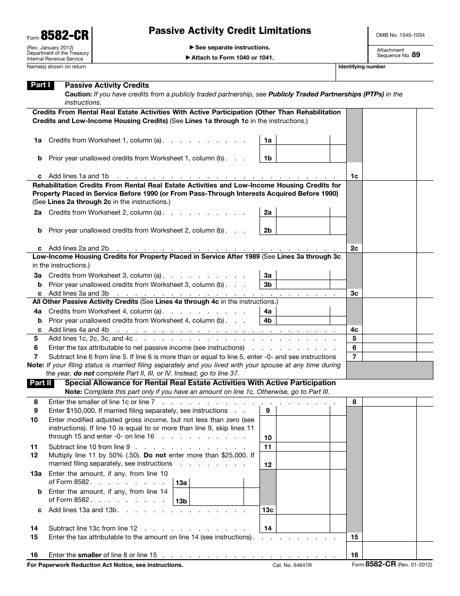 IRS Form 8582-CR - Fill Out, Sign Online and Download Fillable PDF ...