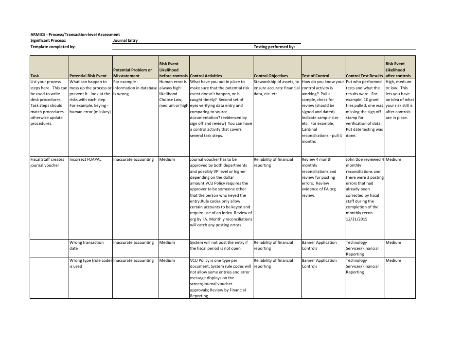 Armics - Process/Transaction-Level Assessment Download Printable PDF ...