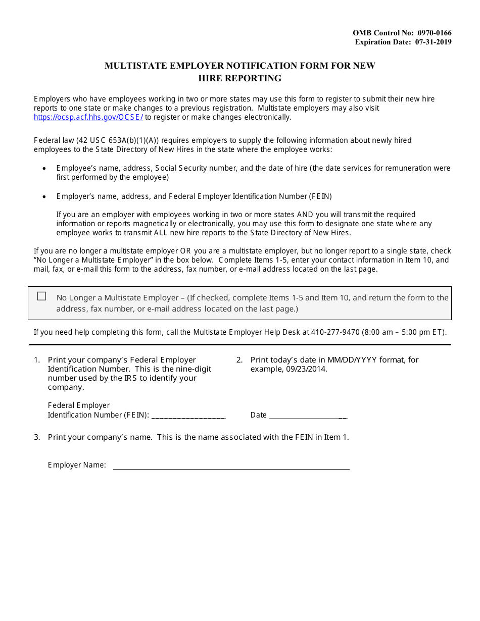 Multistate Employer Notification Form for New Hire Reporting - Fill Out ...