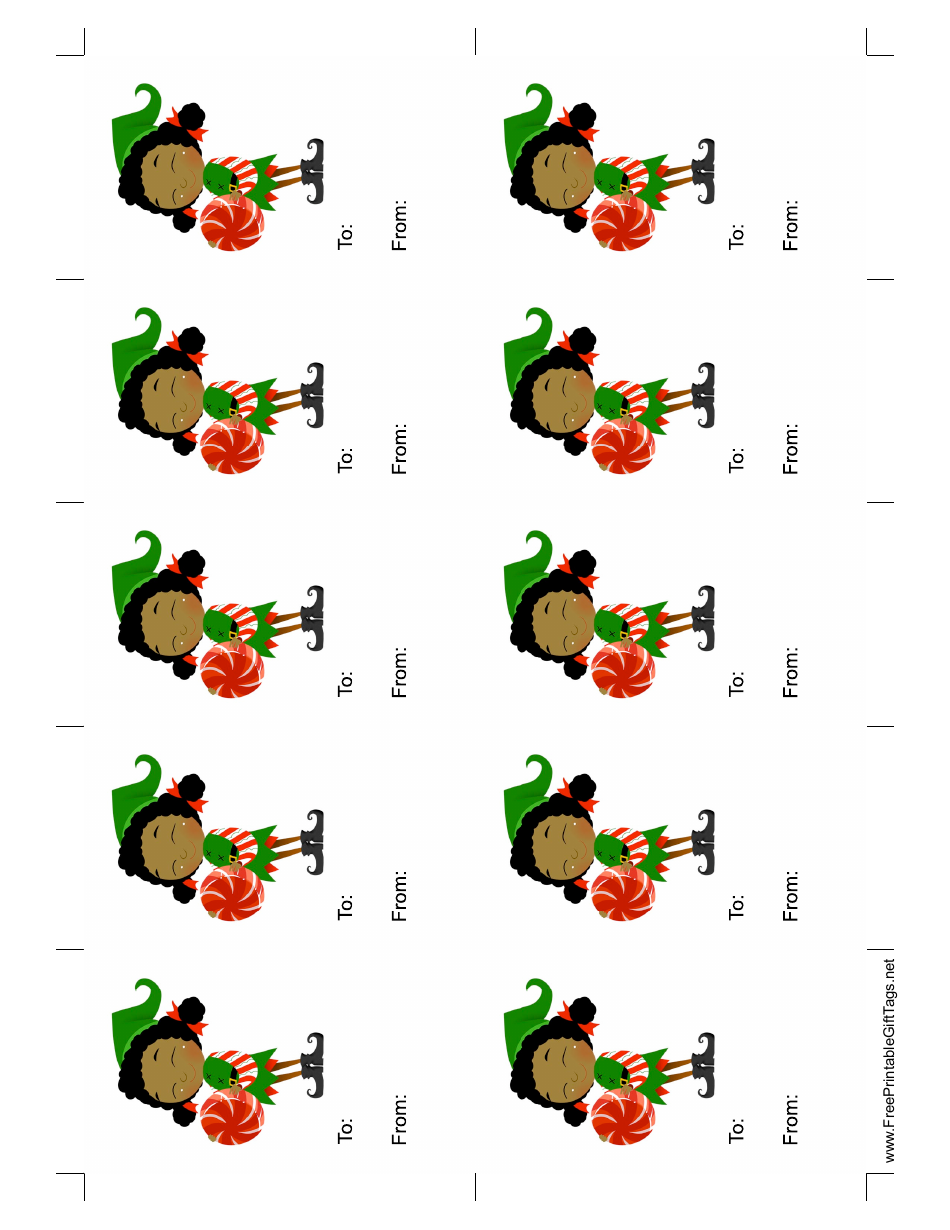 Elf With Round Candy Gift Tag Template Download Printable PDF ...