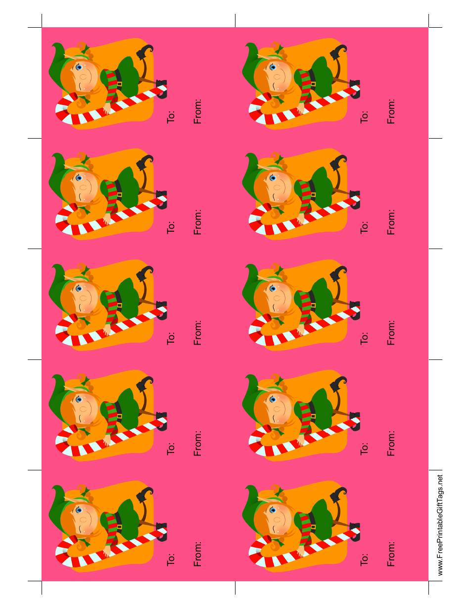 Elf With Candy Cane Gift Tag Template Download Printable PDF ...