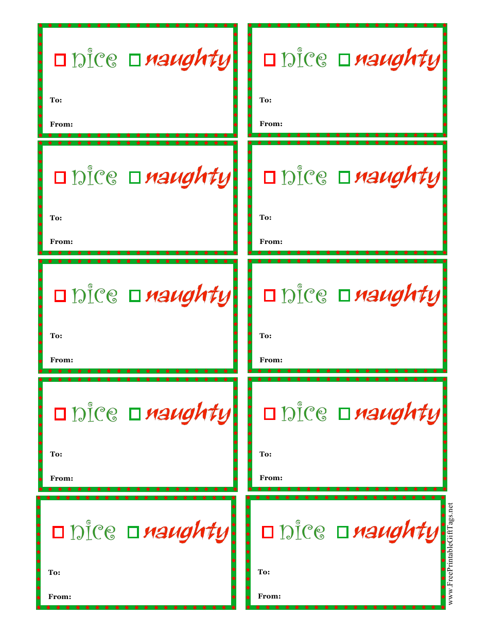 Nice or Naughty Gift Tag Template Download Printable PDF | Templateroller