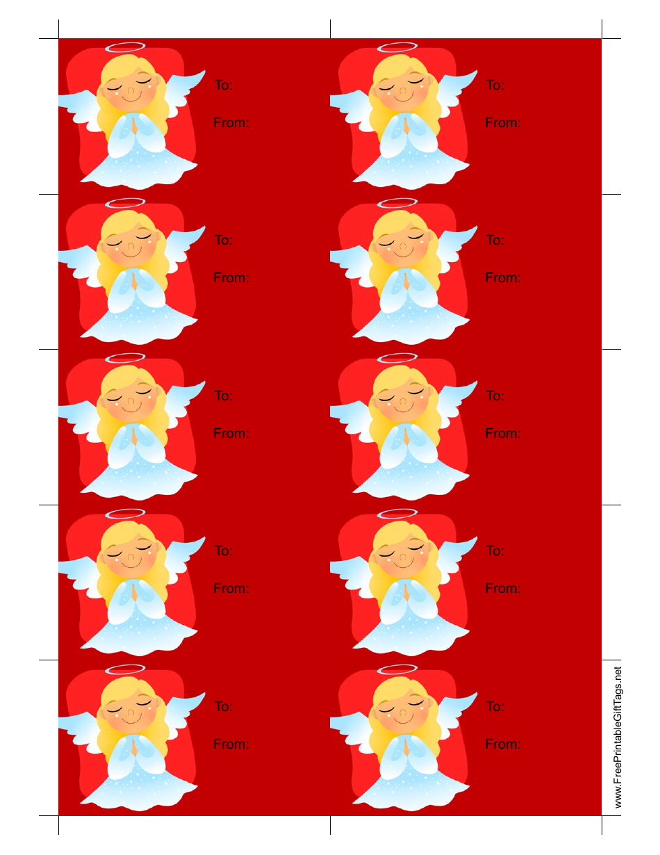 Angel Praying Gift Tag Template - Red Background Download Printable PDF ...