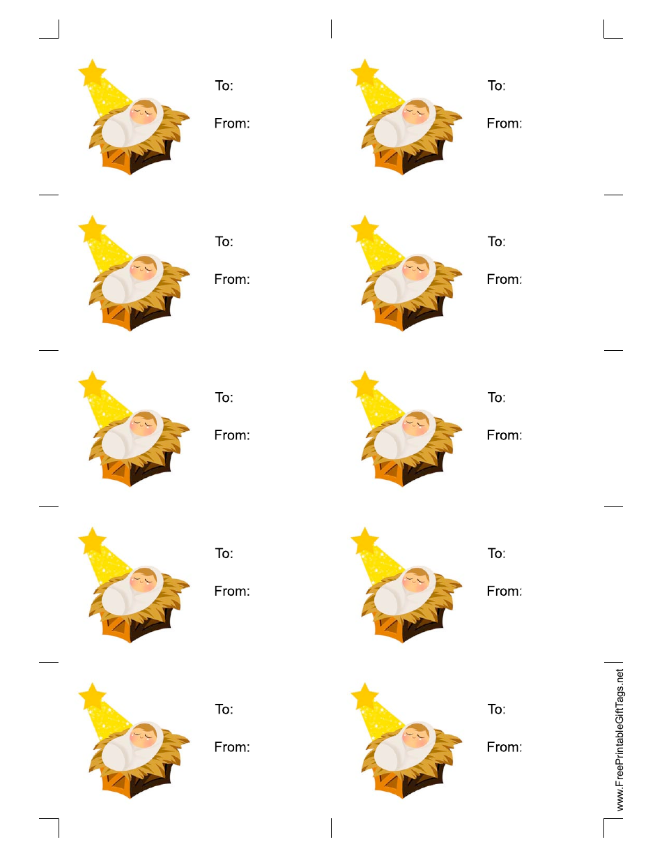 Baby Jesus With Yellow Star Gift Tag Template Download Printable PDF ...