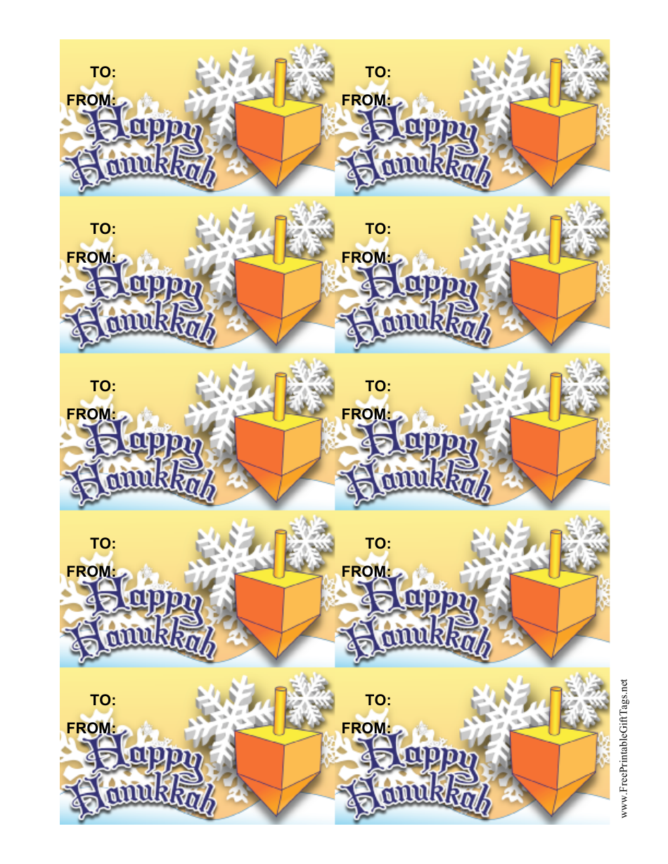 Happy Hanukkah Dreidel Gift Tag Template Download Printable PDF ...