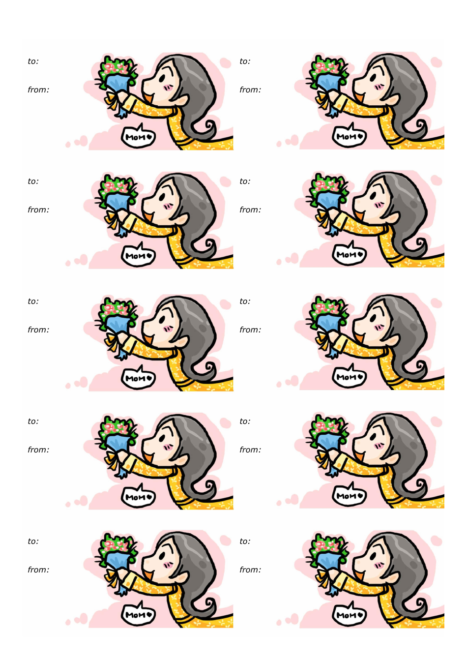 Mom Gift Tag Template - Girl Download Printable PDF | Templateroller