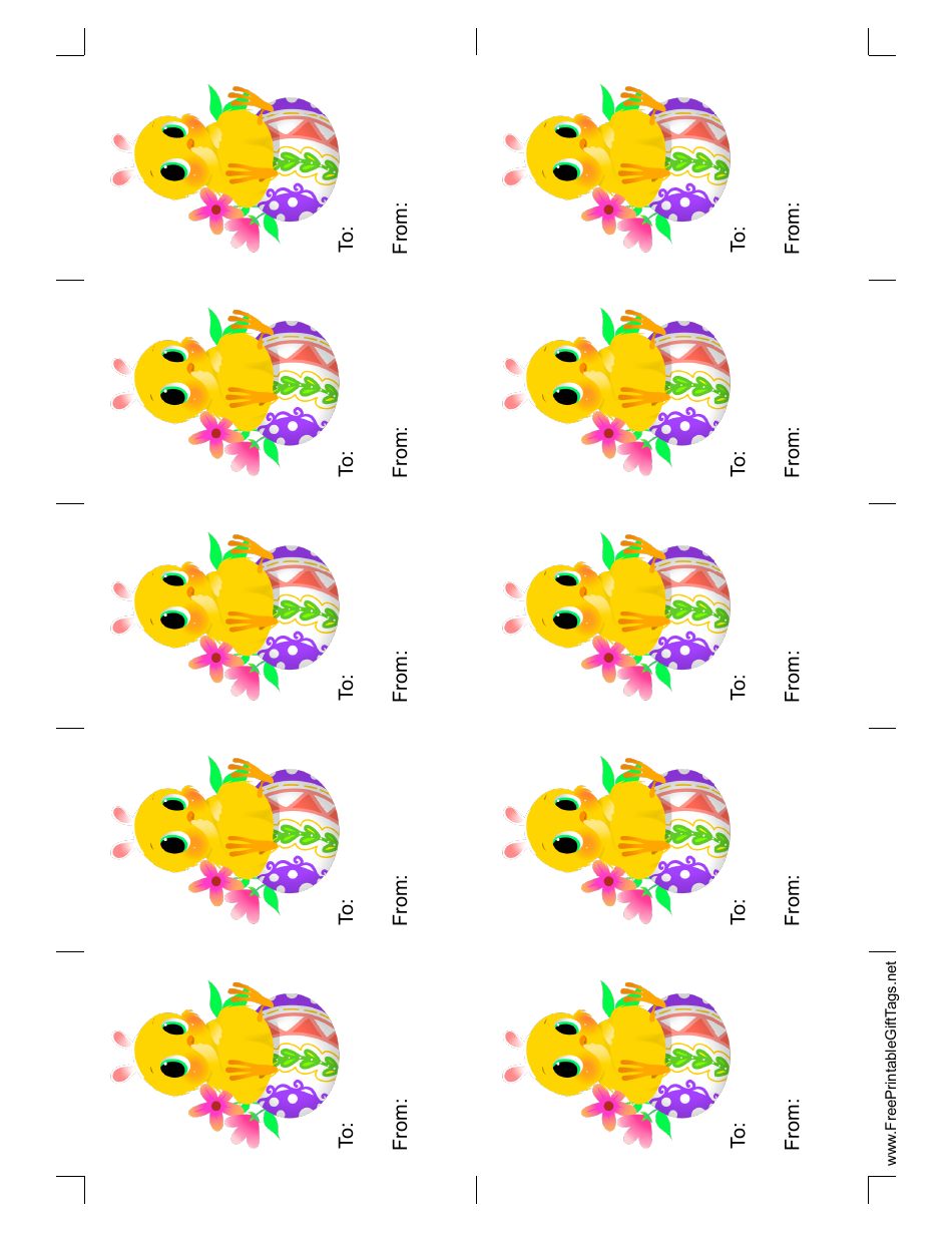 Sample Easter Chick Gift Tag Template - White Background Download ...