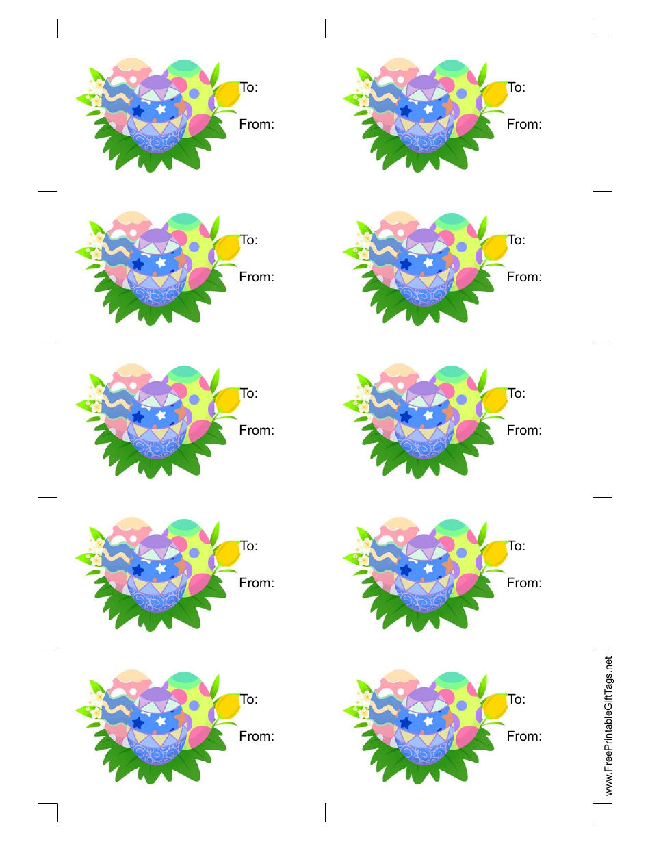 Easter Eggs Gift Tag Template - White Background Download Fillable PDF ...