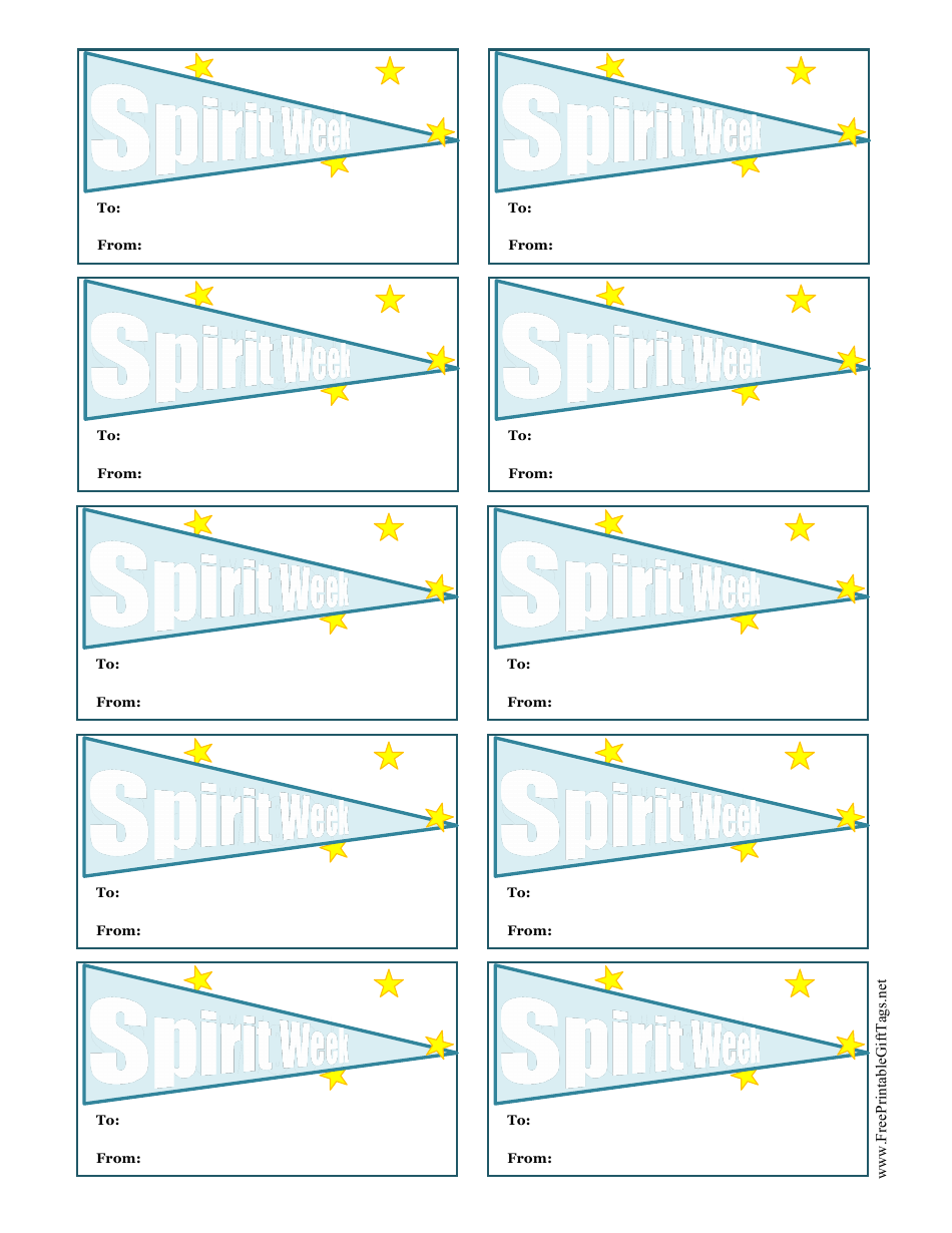 Spirit Week Gift Tag Template Download Fillable PDF | Templateroller