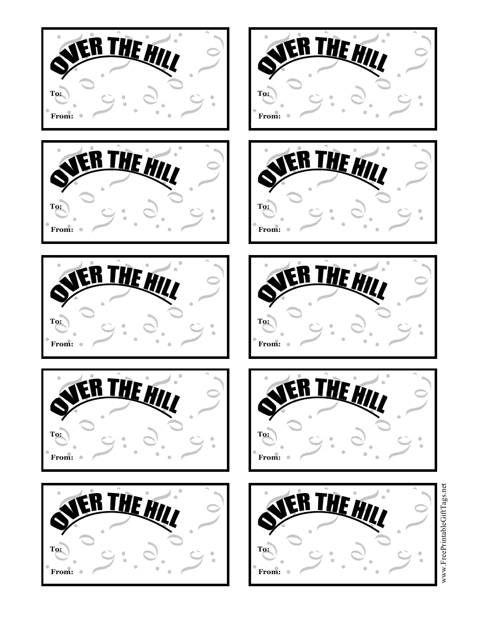 Over the Hill Gift Tag Template Download Fillable PDF | Templateroller