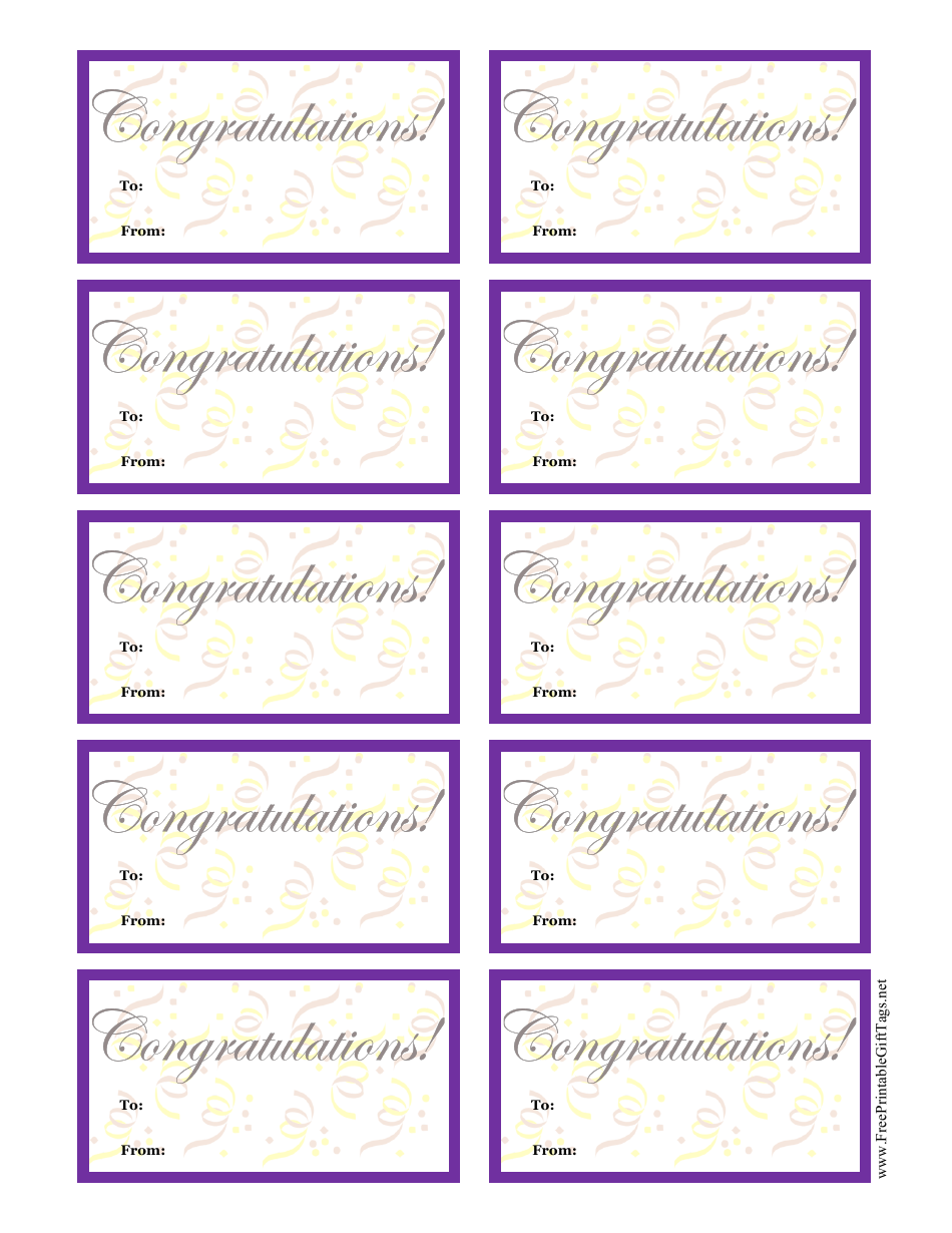 Congratulations Gift Tag Template Download Printable PDF | Templateroller