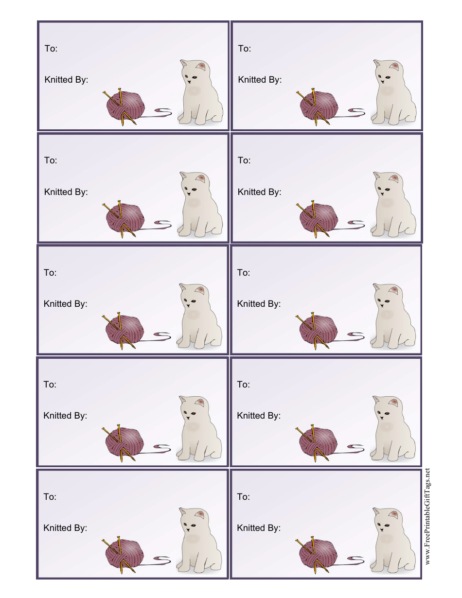 Kitten Gift Tag Template Download Printable PDF | Templateroller