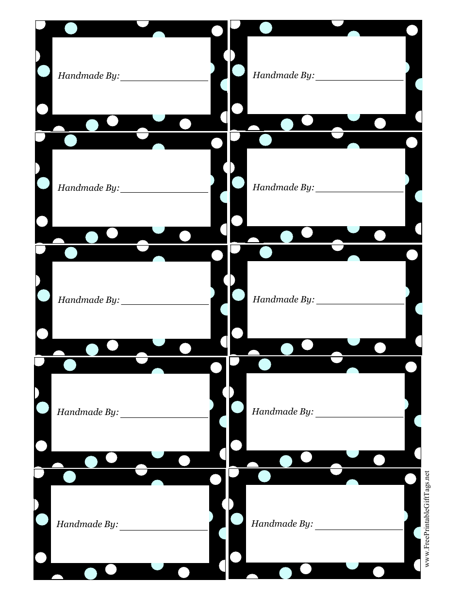 Handmade Gift Tag Template - Black Download Printable PDF | Templateroller