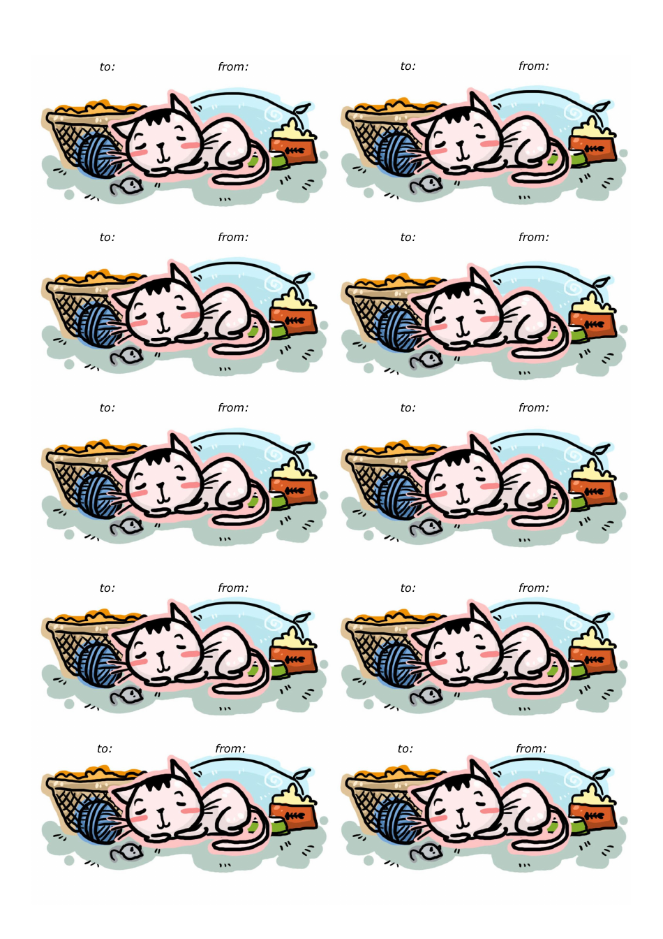 Napping Cat Gift Tag Template Download Printable PDF | Templateroller
