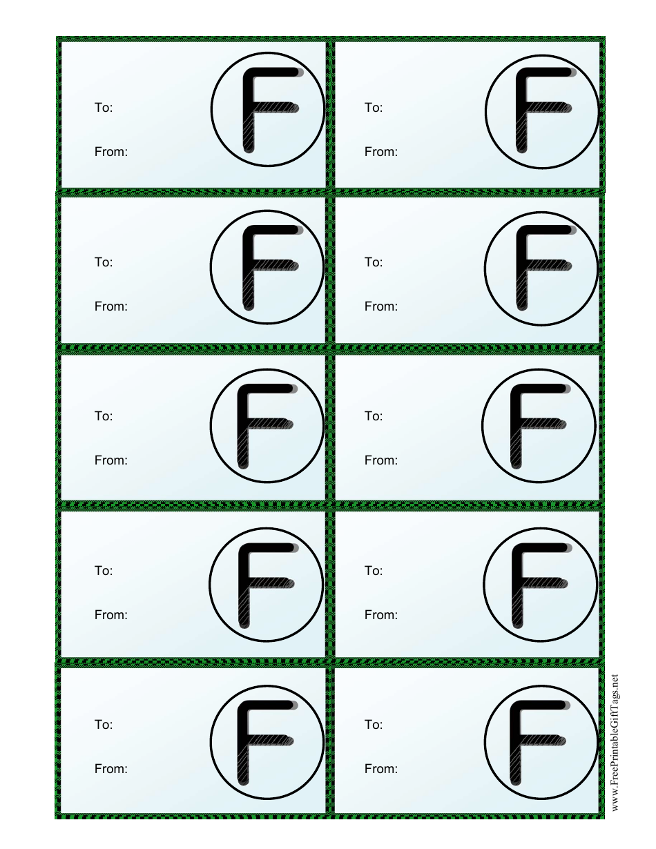 Monogram F Gift Tag Template Download Printable PDF | Templateroller
