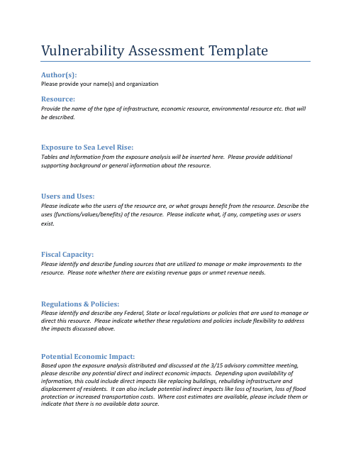 Vulnerability Assessment Template Download Printable PDF | Templateroller