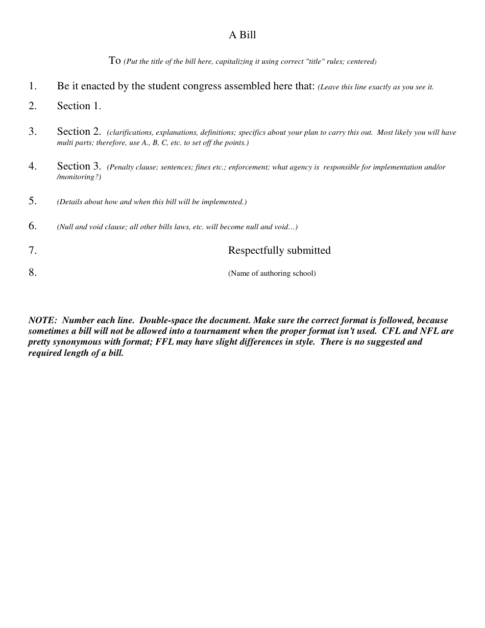 Bill and Resolution Templates Download Printable PDF | Templateroller