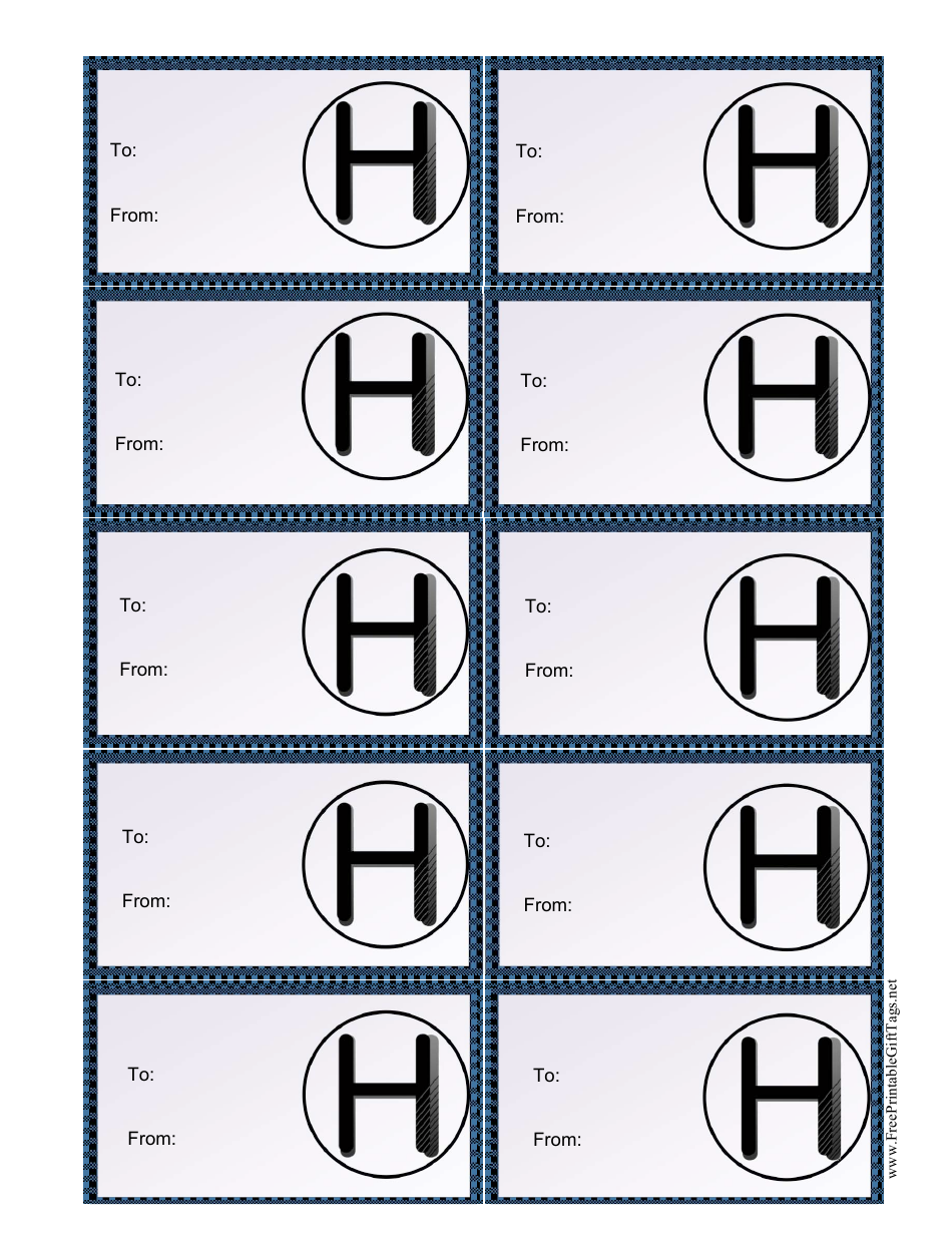 Monogram H Gift Tag Template Download Printable PDF | Templateroller