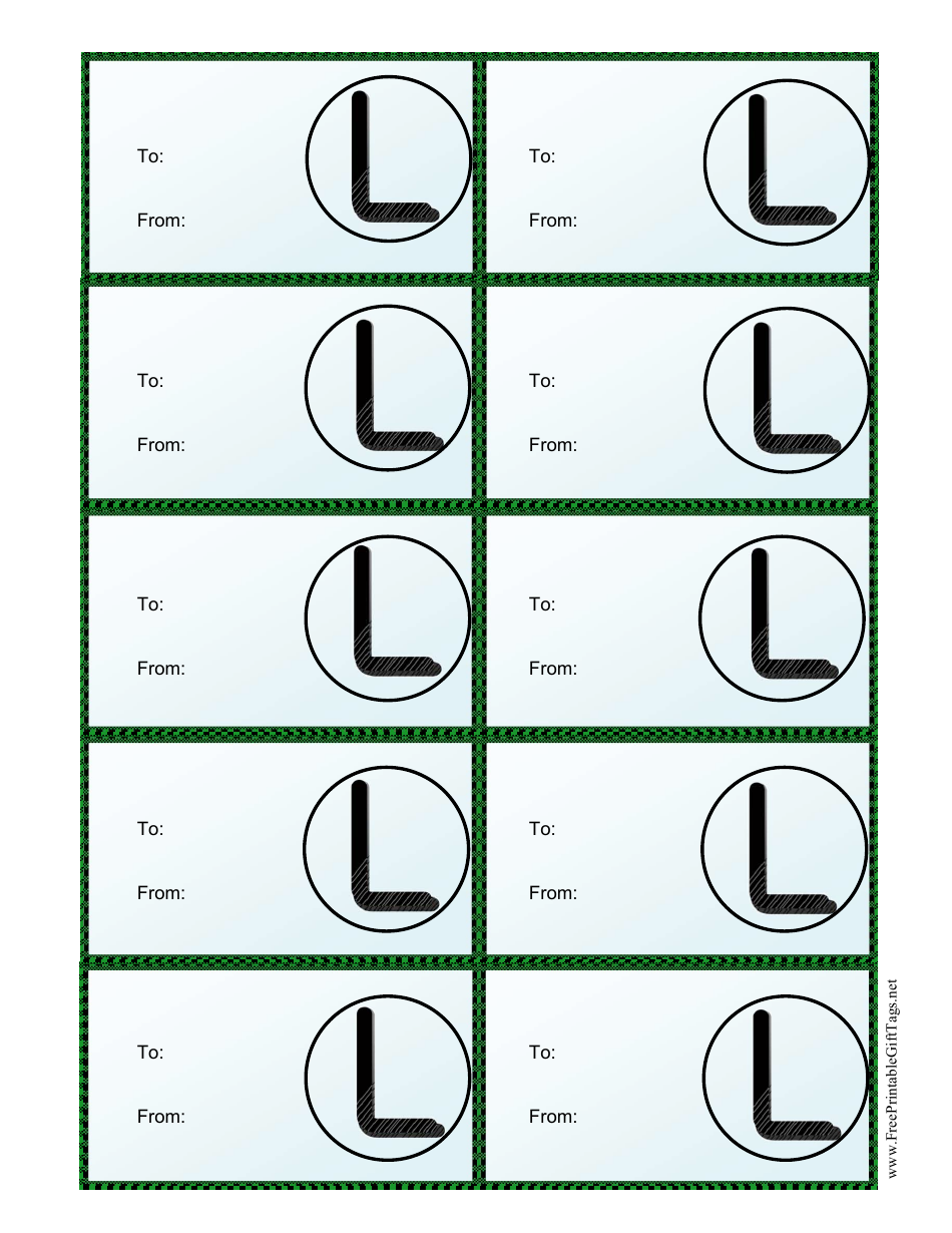 Monogram L Gift Tag Template - Black and Green Download Printable PDF ...