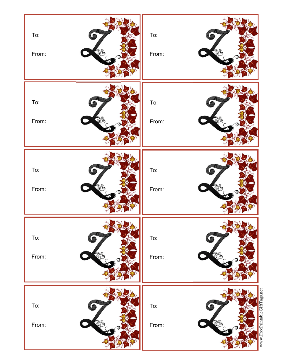 Monogram Z Script Gift Tag Template Download Printable PDF | Templateroller