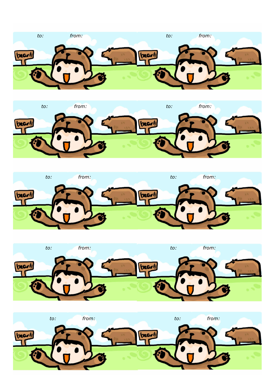 Baby Bear Gift Tag Template Download Printable PDF | Templateroller